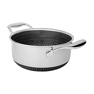 LIVWELL DiamondClad 3 Quarts Nonstick Hybrid Saucepan with Lid - Kitchen Gift - Nonstick Stainless Steel Saucepan - Hybrid Cookware Set - Heavy Stainless Steel Pot - Dishwasher Safe - PFOA-free