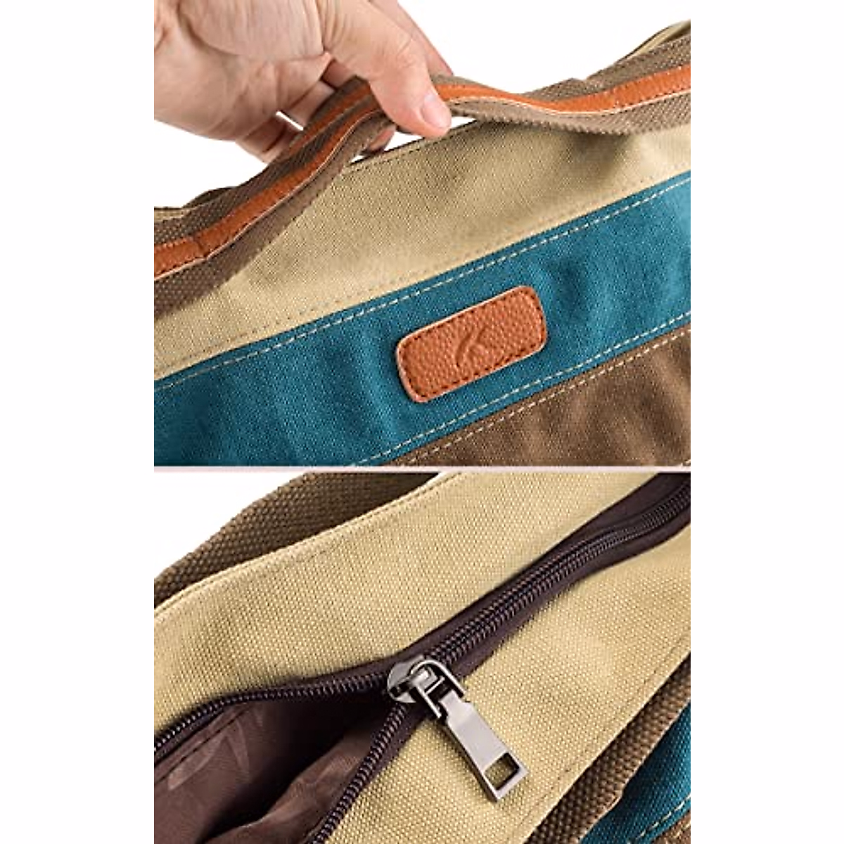 SNUG STAR Canvas Handbag Multi-Color Striped Lattice Cross Body Shoulder Purse Bag Tote-Handbag for Women