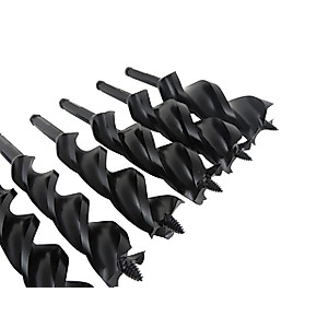 WoodOwl 15 Piece Set with 3/8" to 1-1/2" by 1/8ths x 7-1/2” Long Ultra Smooth Tri Cut Auger Hand Brace Boring Bit PTEE coated 09703-09719