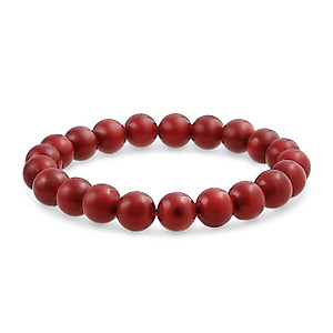 Bling Jewelry Simple Plain Stacking Round Coral Red Stone Ball Bead Stackable Strand Stretch Bracelet For Women Teen For Men 8MM