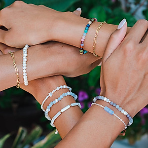 Lotus and Luna 4MM Energy Chakra Healing Bracelet with Real Stones Jade, Pearl, Rose Quartz, Amethyst, Moonstone (Master Healer)