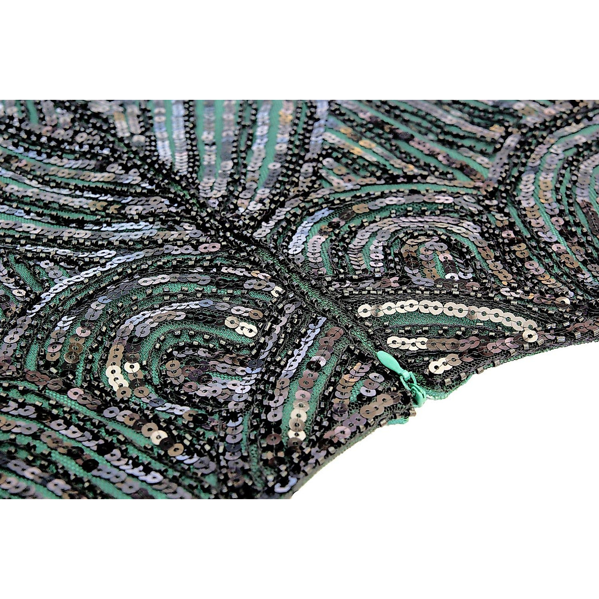 Letter Love Women 1920s Vintage Flapper Fringe Beaded Gatsby Party Dress With 20s Accessories Set (S, Black Green)