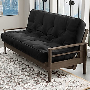 Loosh Full Size Sofa Bed Foam Canvas Futon Mattress - 12" USA Made, Black, Frame Not Included