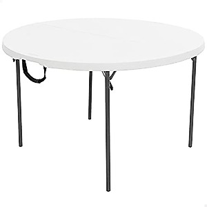 Lifetime 280064 Light Commercial Fold-in-Half Round Table, Single Pack, White Granite