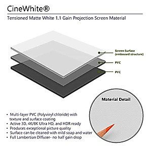 Elite Screens CineTension 2, 150-inch Diagonal 16:9, 4K/8K Tab-Tensioned Electric Drop Down Projection Projector Screen, TE150HW2