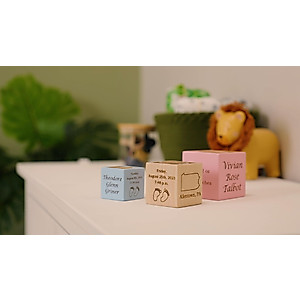 Personalized Wood Baby Birth Block, Choose from 3 Sizes, Solid Hardwood, Laser Engraved, New Baby Gifts, Newborn Gifts (3")