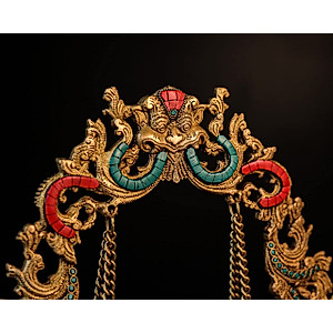 SHIVAJI ARTS Brass Ganesha Statue on Swing, 20 Inch Big Large Ganesh Idol on Jhoola in Brass, Swinging Ganesh Idol, Jhula Ganesh Murti, Showpiece