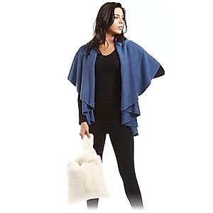 Me Plus Soft Faux Fur Pull Through Strap Slouchy Wrist Fashion Tote Bag (Ivory)