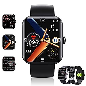 F57L Bluetooth Fashion 𝙎𝙡𝙚𝙚𝙥 𝙢𝙤𝙣𝙞𝙩𝙤𝙧𝙞𝙣𝙜 Smartwatches Temperature Sports Waterproof Men Women Smart Watch Fitness Tracker Black Silicone Couple Watches Compatible with Android iOS