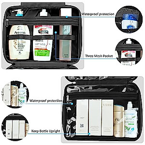 ZPP Toiletry Bag for women, Hanging Toiletry Bags, Water-resistant Makeup Travel Bags, Large Capacity Travel Bag, Organizer for Full-Sized Shampoo, Conditioner-Perfect Gifts for Women（black）…