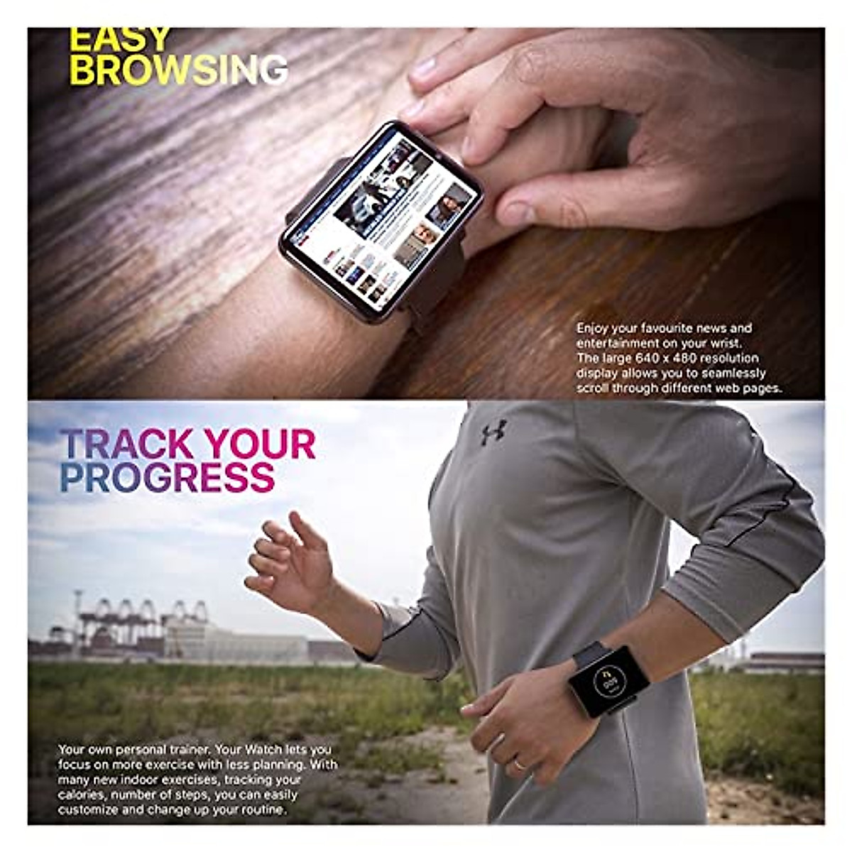 2.86 Big Screen Smart Watch Men Women 4G Call Video Chat Smartwatch Support SIM Card and WiFi GPS Watches (Color : DM100 Black, Size : 1G add 16G)