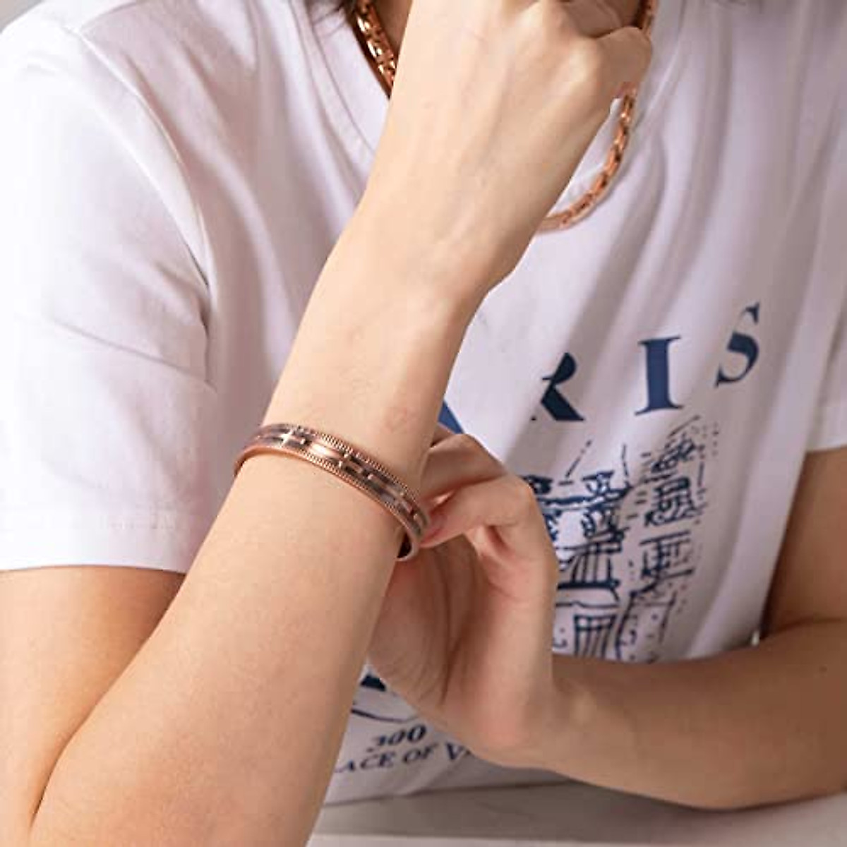 My Copper Christian Cross Design Pure Copper Magnetic Therapy Bracelet High Gauge 99.9% Solid Copper with 6 Magnets - Copper Magnetic Bracelets