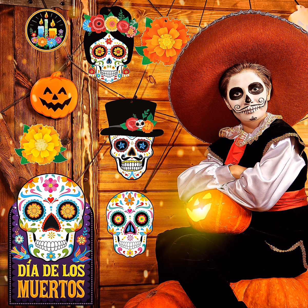 Dia De Los Muertos Decor Day of The Dead Decorations Dia De Los Muertos Sign Day of The Dead Decor Sugar Skull Cutouts Halloween Party Supplies, Set of 25