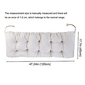 Big Hippo Indoor Bench Cushion, Soft Thicken Bench Cushion Bench Pads with Ties - 47.24x17.71x1.96 Inches, Beige