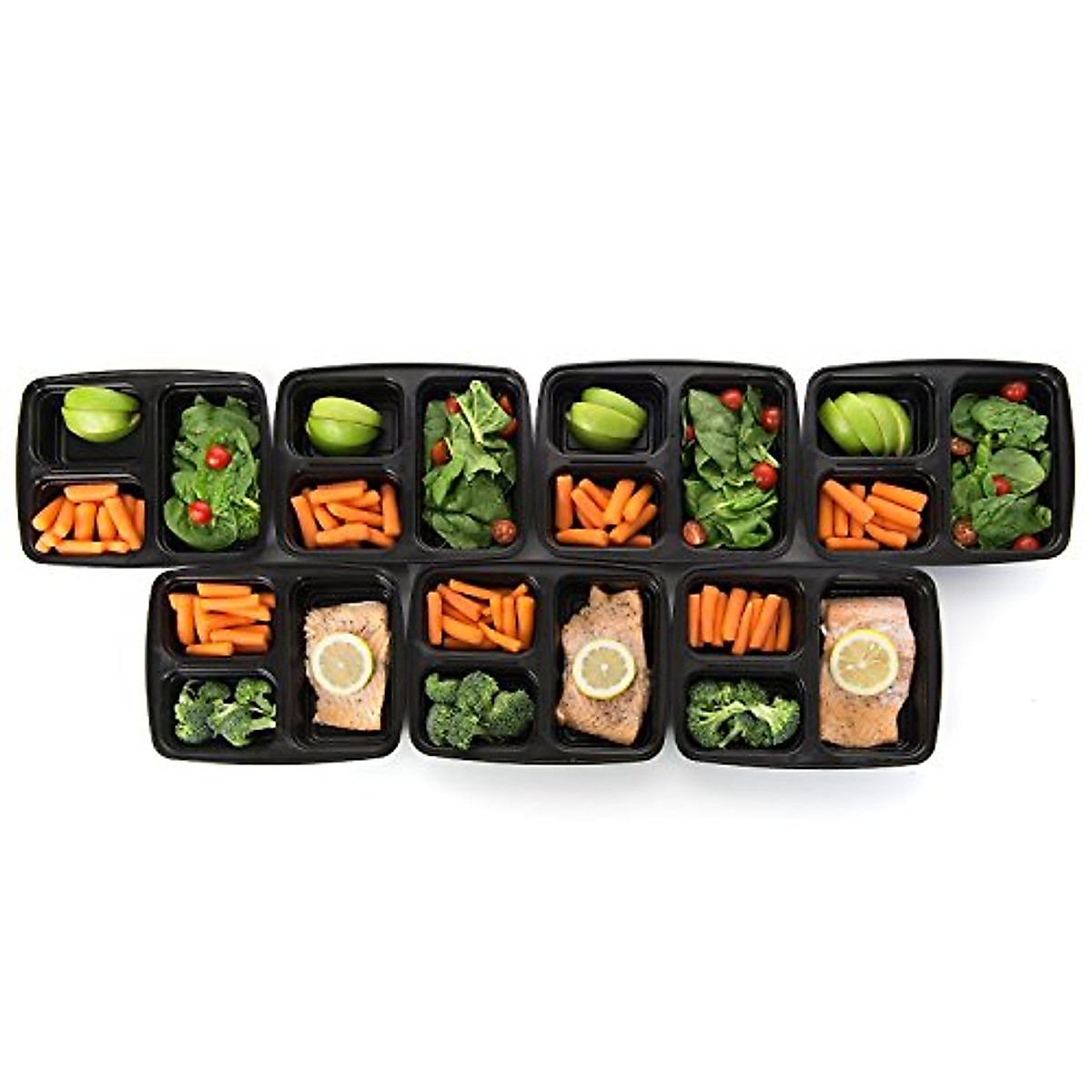 Meal Prep Haven 3 Compartment Airtight Lid Food Containers, 32 oz, Multicolored
