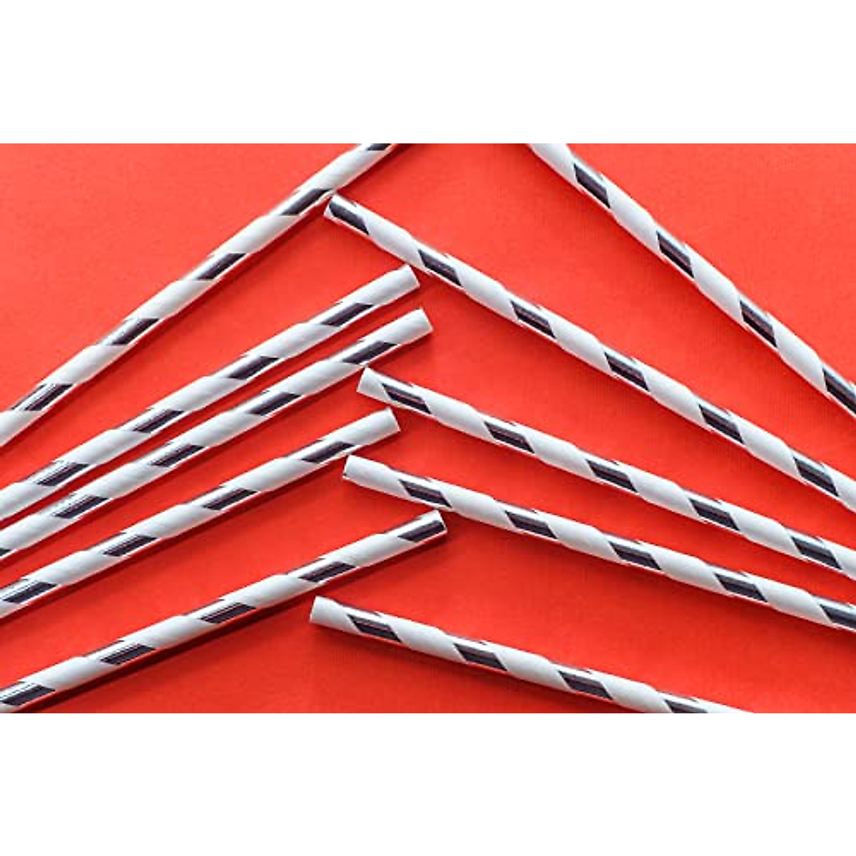 Kingseal FSC Certified Paper Cocktail Straws, Unwrapped, 6mm x 5.75 Inches, Silver Stripe, Biodegradable, Earth Friendly, Bulk Pack - 1 Box of 500 Straws