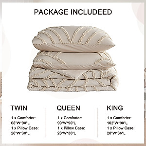 ENJOHOS Twin XL Comforter Set for College Girls - Twin Size Boho Beige Tufted Rainbow Comforter, 2 Pieces Rainbow Bedding for All Season, Lightweight Soft Microfiber Comforter with 1 Pillowcase