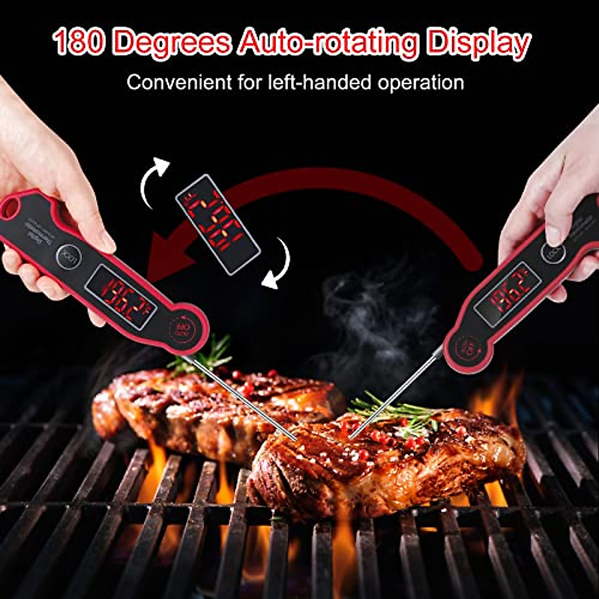 BOMATA Waterproof Thermocouple Meat Thermometer, 2~3s Ultra-Fast Response & ±0.9℉/±0.5℃ High Accuracy. Instant Read Thermometer for Grilling, Cooking, Liquid, etc. T301