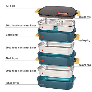 HOMESPON Bento Box with Lunch Bag - Leakproof 3-Tier Stainless Steel Container for Salads & More, Perfect for Teens & Adults, Comes with Reusable Wheat Straw Spoon/Fork & Food Grade Dressing Box