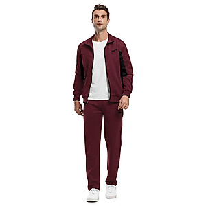 Rdruko Men's Track Suits Sweatsuits 2 Piece Set Jogging Workout Casual Warm Up Outfit Full Zip(Red, US XXL)