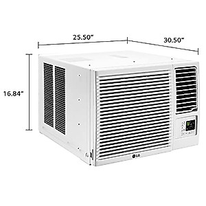 LG 23,000 BTU Window Air Conditioner with Supplemental Heat, Cools 1,440 Sq.Ft. (36' x 40' Room Size), Electronic Controls with Remote, 2 Cooling, Heating & Fan Speeds, Slide In-Out Chassis, 230/208V