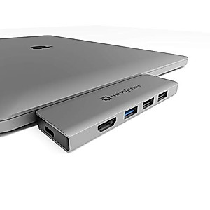 NOV8Tech USB C Hub – Multiport Adapter for MacBook Pro/Air – 7 in 2 USB C Docking Station - Thunderbolt hub – HDMI to USB C Dongle – SD Card Reader for Mac (Space Gray)