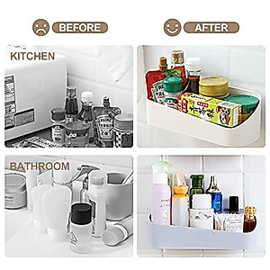 QIVANLIFE Shower Caddy Basket Shelf,Bathroom Shower Storage Organizer Wall Mounted Bathroom Shelf with Adhesive,Shampoo Holder Organizer,Storage Rack for Toilet, Kitchen Spice Racks Holder (Grey)