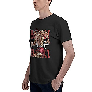 Anime Baki The Grappler Baki Hanma T Shirt Man's Summer Cotton Tee Comfort Round Neck Short Sleeve Clothes Black
