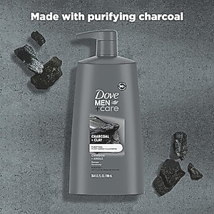 Dove Men+Care Men Shampoo For Healthy-Looking Hair Charcoal + Clay Naturally Derived Plant Based Cleansers 25.4 oz