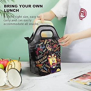 Lunch Bags For Black Women African American Lunch Box Afro Black Girl Lunch Tote Bag For Travel, Picnic, Work, School Reusable Insulated Cooler