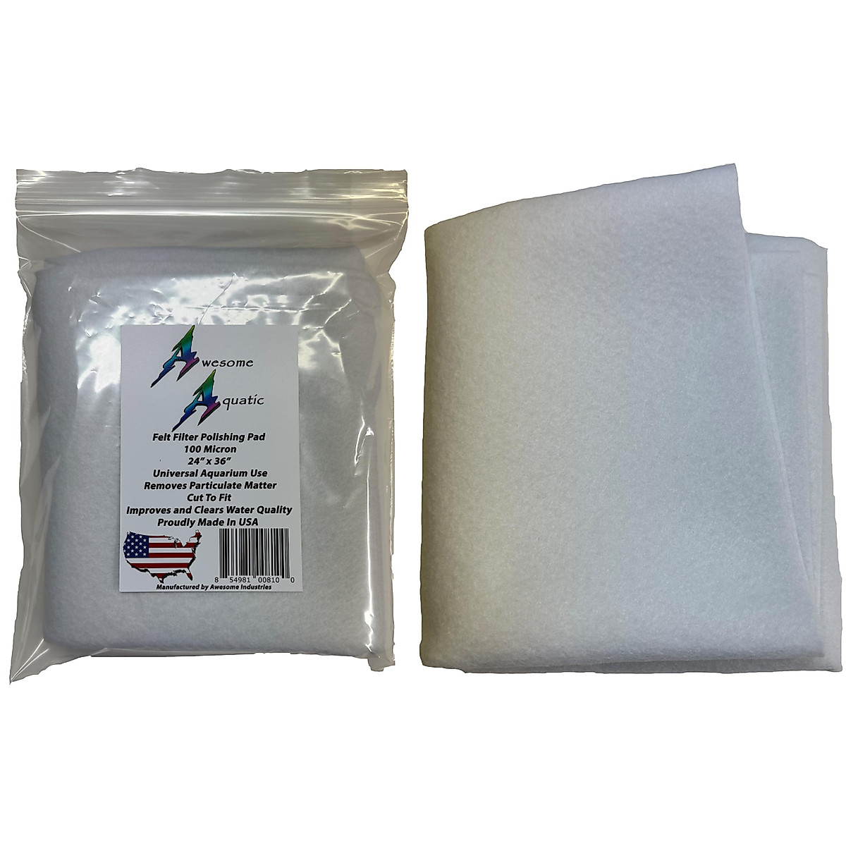 Awesome Aquatic Polishing Felt Filter Pad 100 Micron Bulk 24 ” x 36 ” Ultimate Aquarium Mechanical Prefilter Filtration Media Fresh or Saltwater Improve Water Quality Clarity Durable and Reusable