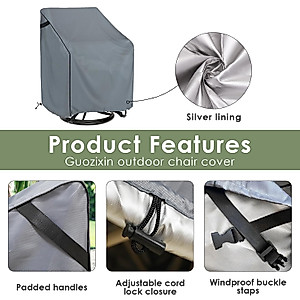 Guozixin Furniture Covers Chair Covers Waterproof Outdoor Furniture ，Waterproof Outdoor Lawn Patio Furniture Covers Fits up to39.25" W x 37.5" D x 38.5" H, 2 Pack, Grey.