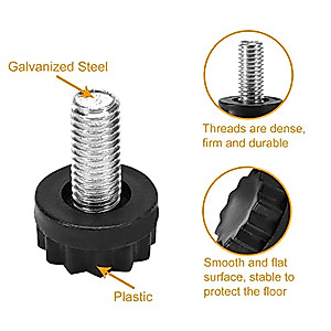 1/4" UNC Thread Adjustable Furniture Levelers - 30 PCS Screw on Leveling Feet - Galvanized Steel Furniture Feet for Table, Chair, Patio and Outdoor Furniture Legs