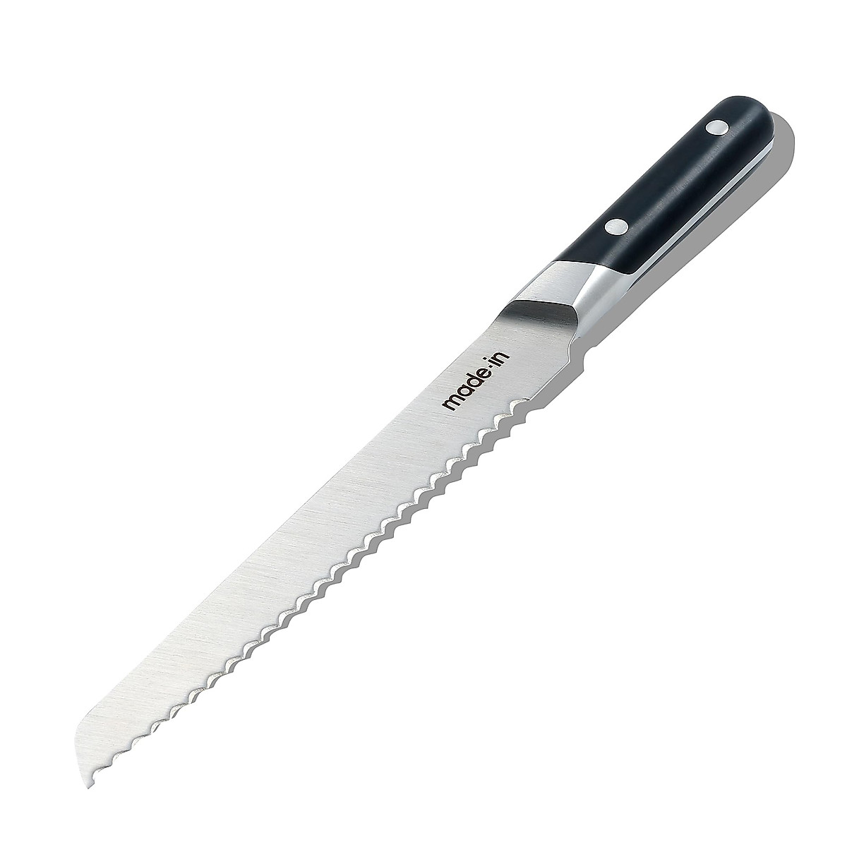 Made In Cookware - 9" Inch Bread Knife - Crafted in France - Full Tang With Truffle Black Handle