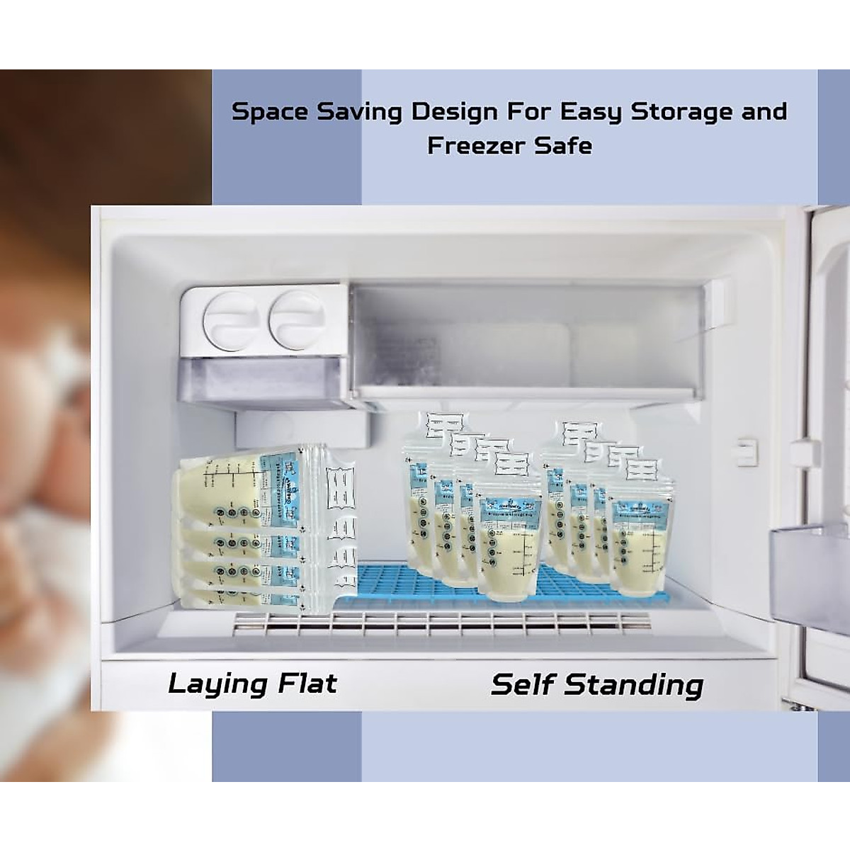 Comfydaya Safeshield Breastmilk Storage Bags (50 Count). Ready to Use. Presterilize, BPA Free, BPS Free, Leak Proof, Double Zipper, Self Standing, Super Strong and Food Grade Material Breast Milk Bag