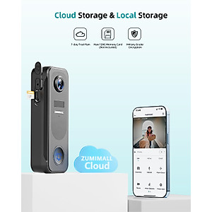ZUMIMALL 2K FHD Doorbell Camera Wireless, WiFi Video Doorbell Camera with Chime, IP66 Waterproof, Motion Detection, Night Vision, 2-Way Audio, Local & Cloud Storage, 2.4G WiFi, 30s Voice Message