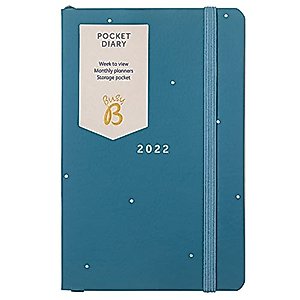 Busy B Pocket Diary January to December 2022 - Teal Faux Leather Week to View Planner with Notes and Pocket Grey