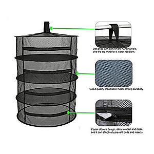 Herb Drying Rack Net Dryer 4 Layer 2ft Black W Zippers Mesh Hydroponics Mesh Collapsible Hanging Dryer Net Lights Carrying Case Indoor & Outdoor