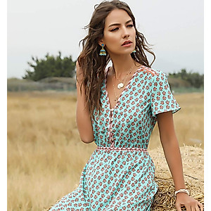 idealway 4-6 Pairs Indian Jhumka Jhumki Drop Dangle Earrings for Women Mexico Gypsy Enamel Earrings Ethnic Style Golden Ball Pendant Earrings Female (AA)