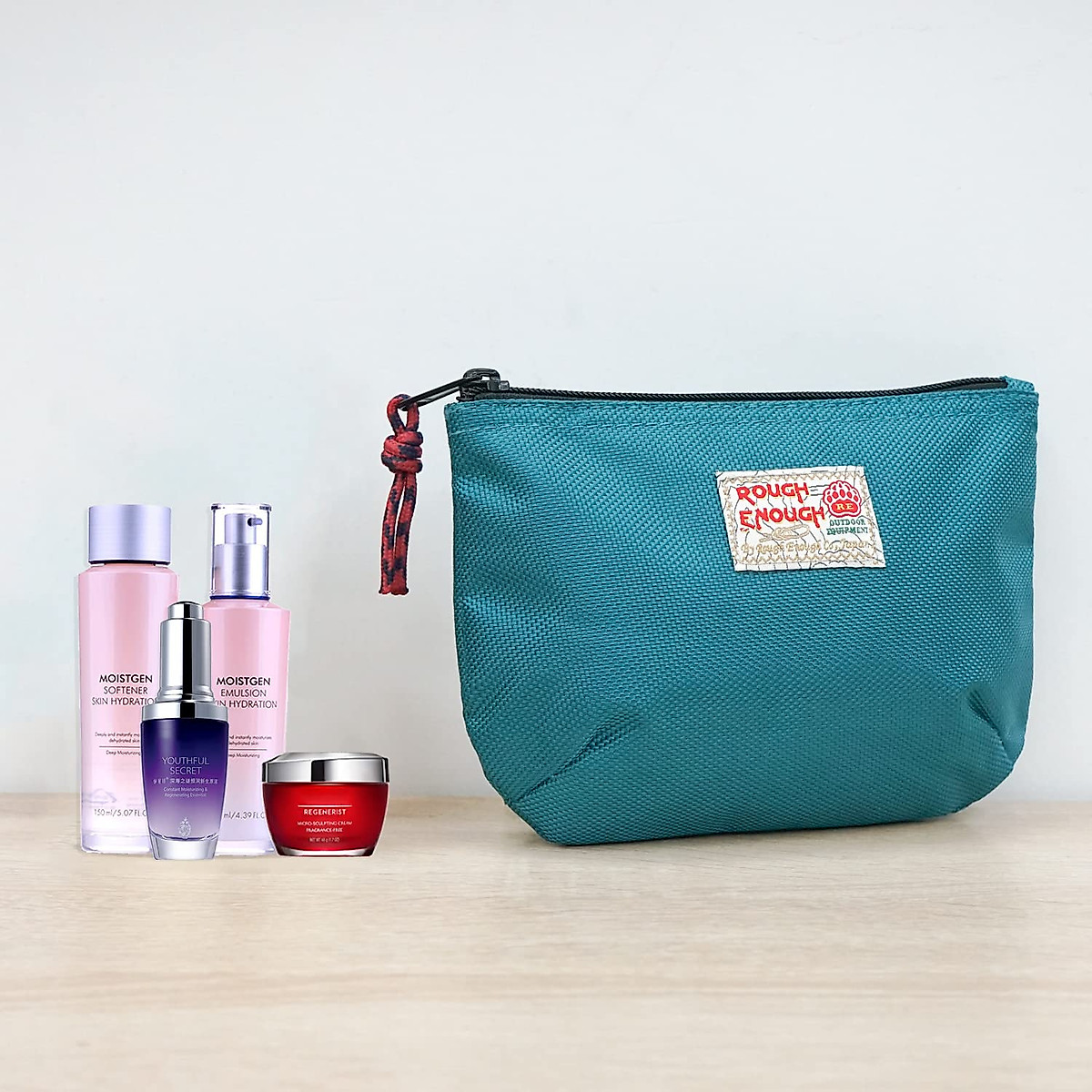 Rough Enough Travel Cord Organizer Bag for Electronics Tech Organizer Travel Case Small travel Makeup Bag for Purse Insert with Zipper Blue