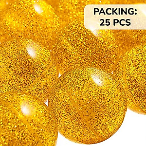 Entervending Bouncy Balls - Gold Glitter Bouncy Balls - Party Favors and Gifts for Kids - Rubber Balls - 25 Pcs Large Bouncy Balls 45mm - Vending Machine Toys - Goodie Bag Fillers