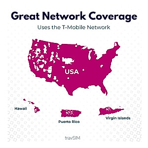travSIM Prepaid SIM Card USA | T-Mobile Network | 50GB Data at 4G/5G speeds| SIM for The USA has Unlimited National Calls & Texts | US SIM Card 30 Days