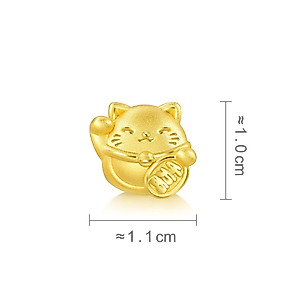 CHOW SANG SANG 999 24K Solid Gold Maneki Neko Lucky Cat Mini Charm Bracelet for Women 92307C