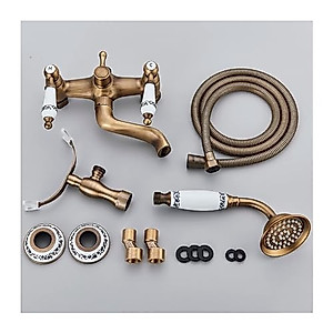 Luxury Bathtub Faucet Dual Handle Handheld Bath Shower Mixer Tap with Hand Shower Wall Mount Swivel Spout Tub Sink Mixer Faucet,Kitchen Sink Faucet