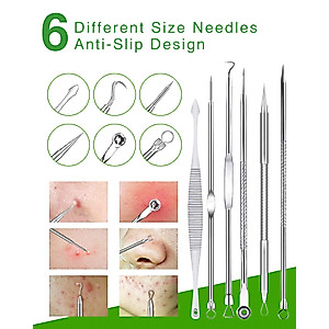 15 PCS Blackhead Remover Pimple Popper Tool Kit,Black Head Removal Extractor for Acne Comedone Whitehead Popping Zit Blemish Facial Skin Care Tools with Metal Case