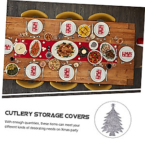 BESTOYARD 8pcs Christmas Tree Cutlery Bag Christmas Silverware Fork Cover Christmas Silverware Bags Christmas Tree Cutlery Holders Grey Decor Felt Cloth Tableware Tool Holder