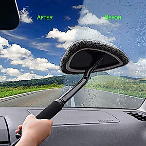 Windshield Cleaner Wand - Car Window Cleaning Tool Auto Glass Wiper Kit Pack with Ice Scraper Replacement Pad Towel Spray Bottle Storage Bag TTL 7 PCS