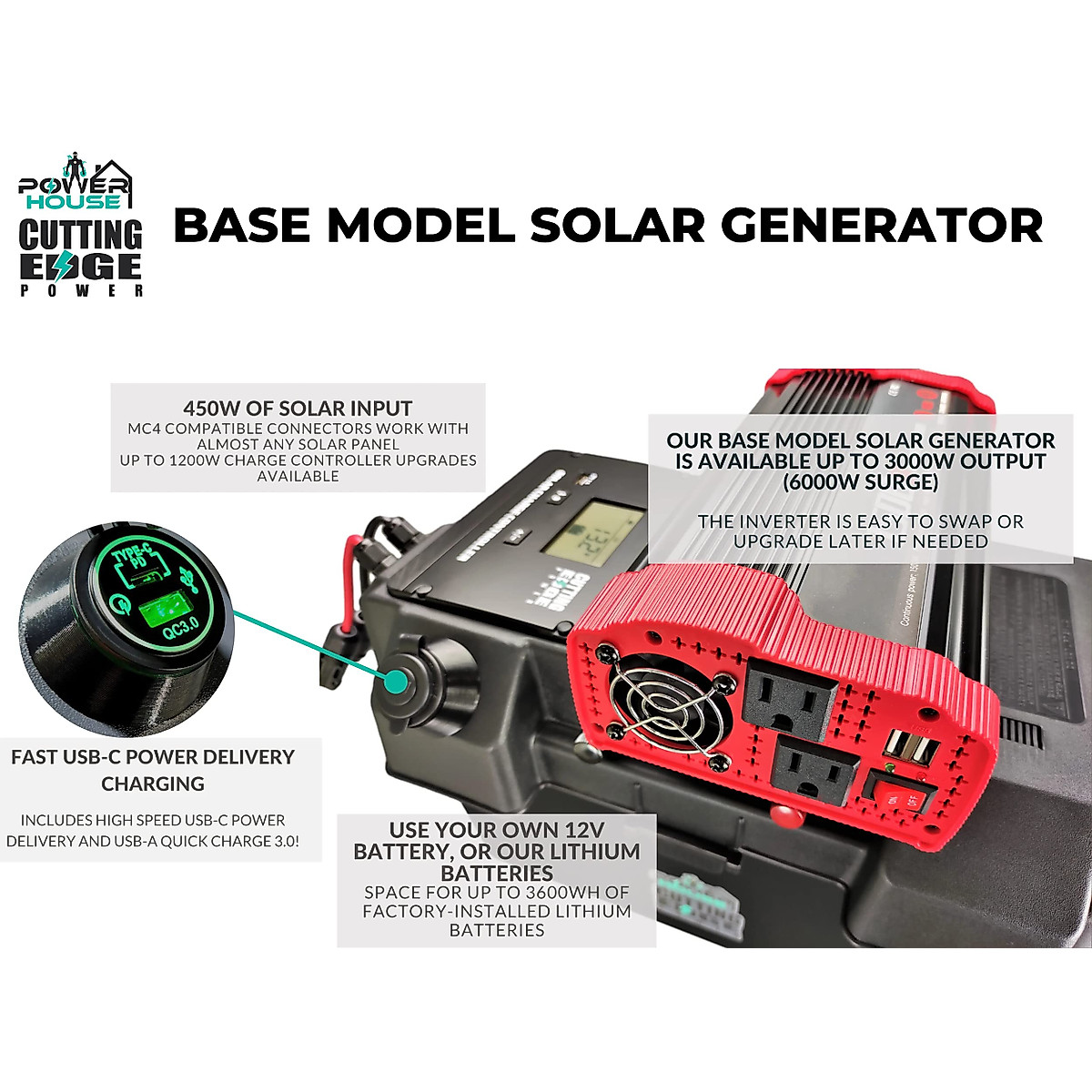 DIY Solar Generator Battery Box: Fully Assembled, Modular and Expandable with up to 3000W Output and 3.6kWh Battery Capacity (1000W Pure Sine)