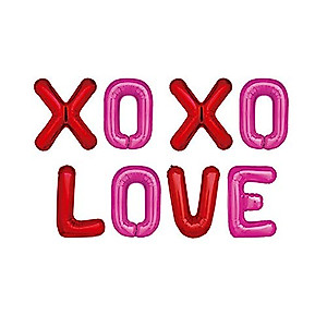 16 Inch XOXO LOVE Letters Pink Red Foil Balloons (XOXOLOVE)