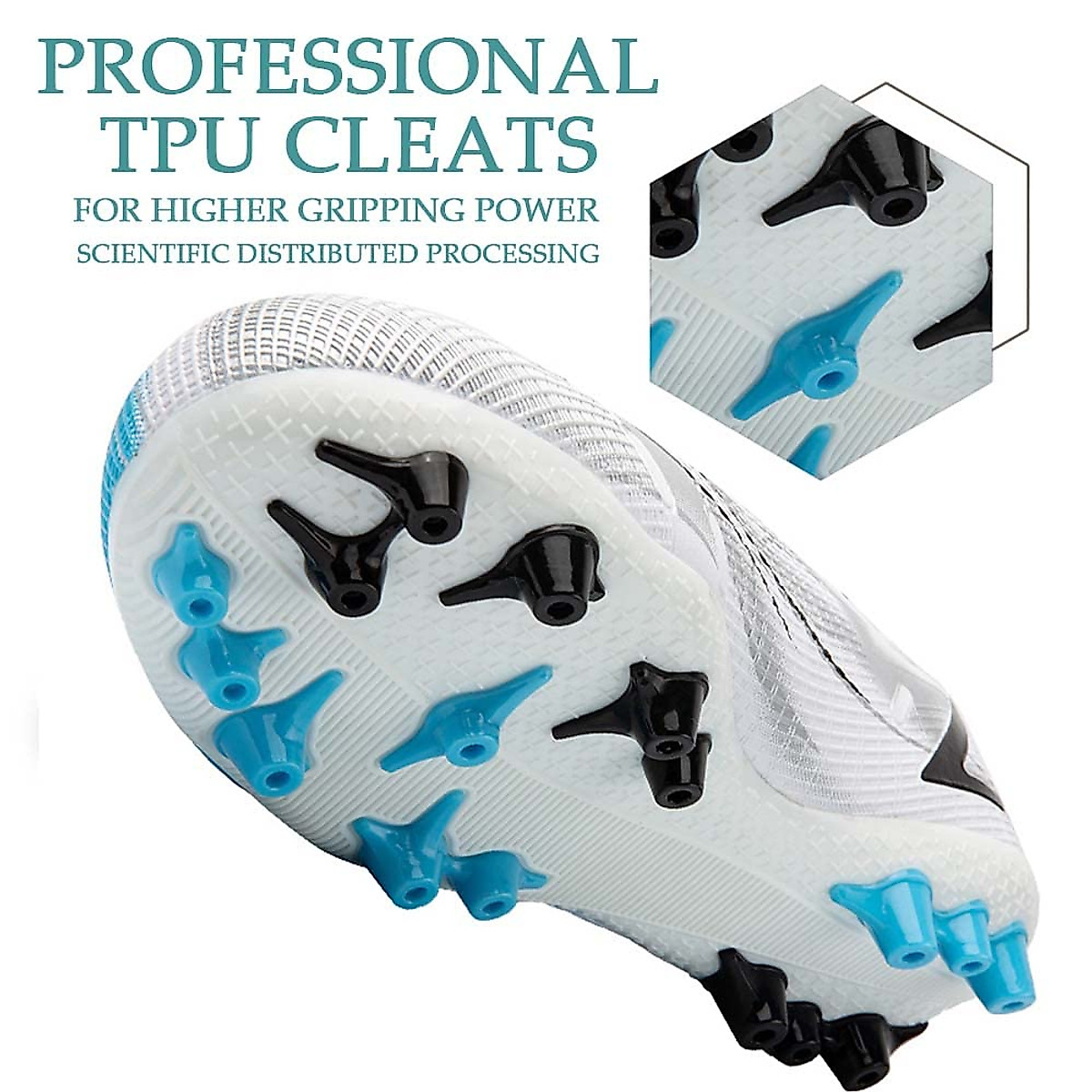 HESBITEUL Men’s Soccer Boots Football Shoes Cleats Spike Shoes Youth Sneaker Comfortable Adults for Athletic Outdoor Indoor Competition Training